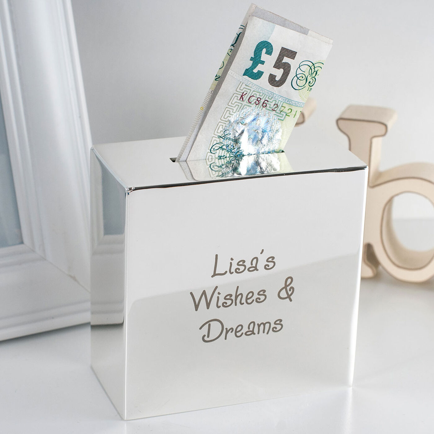 Buy Personalised Engraved Silver Plated Square Money Box - Any Message ...